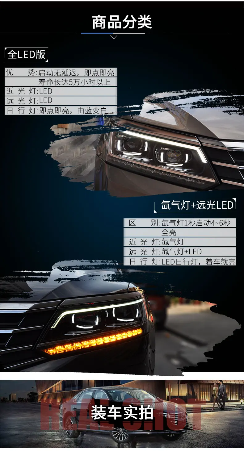 KOWELL автомобильный Стайлинг для VW Passat B8 фары- Америка Passat CC ...