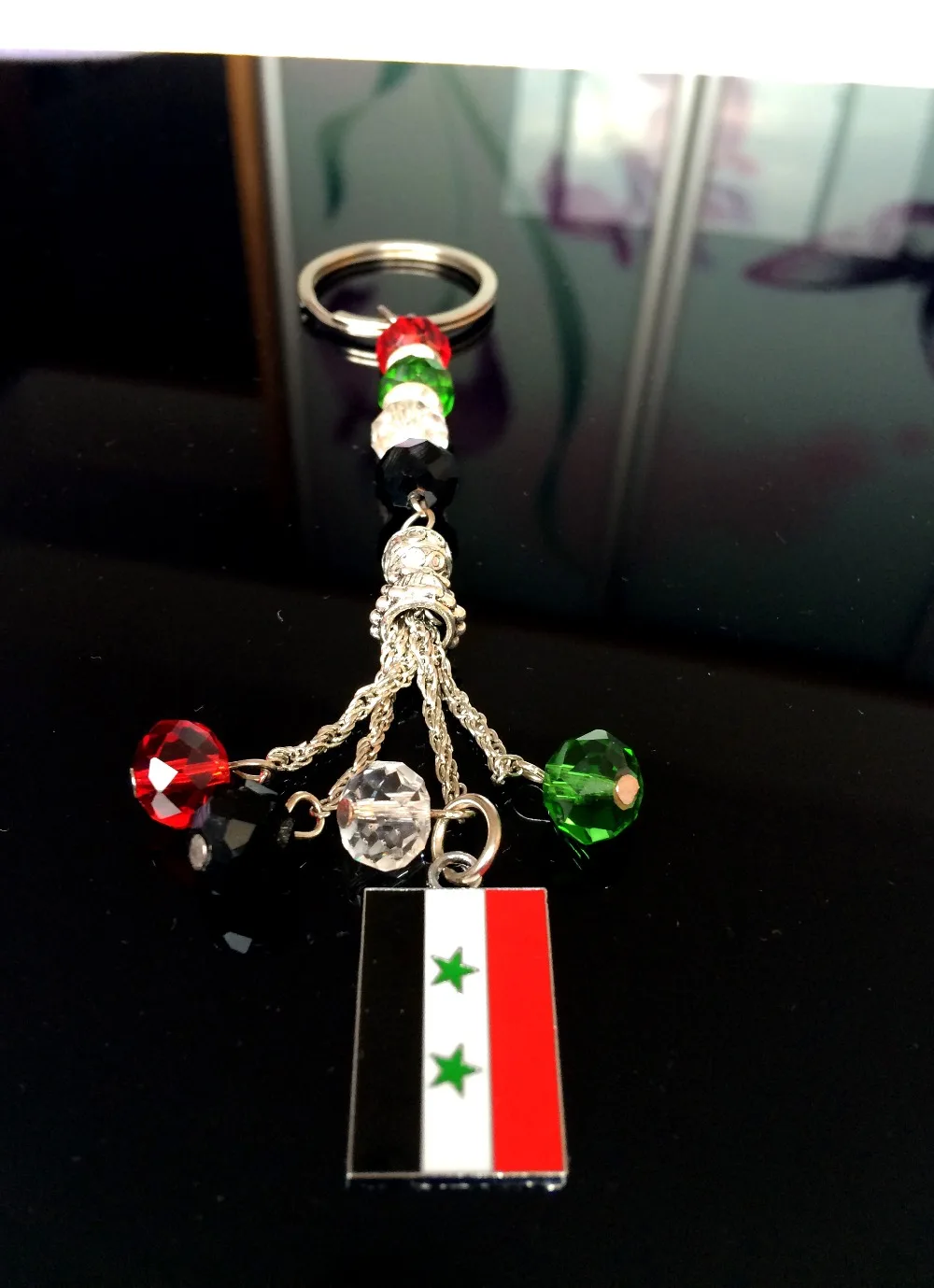 Llavero con colgante de cristal para coche, collar, Bandera de Syria ...