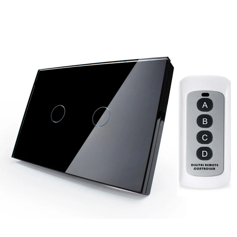 2017 US/AU Standard Black wireless remote control light switches 2 Gang ...