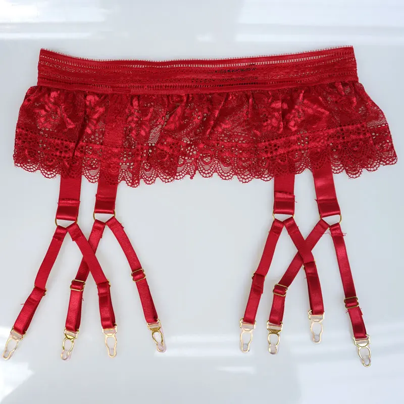 Red-Sexy-Garters-Lace-Women-Sexy-Suspender-Belts-Female-8-straps-Gold ...