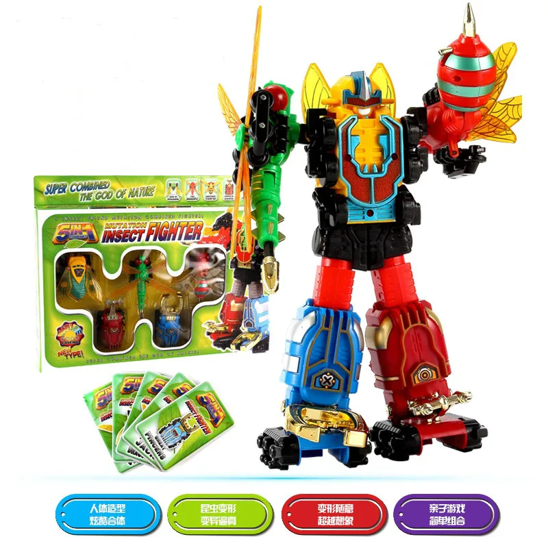 Plastic ABS 5 in 1 Insect Deformation Robot Kids' Educational Easy ...