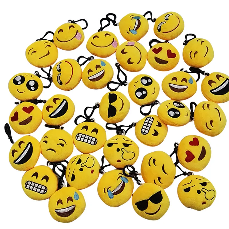 Cute Kawaii Emoji Keychain Plush Keyring Emoticon Key Ring Plush Face ...