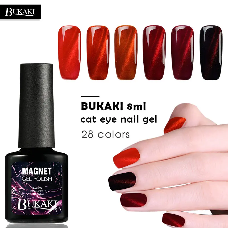 BUKAKI Red Flame Cat Eye Nail Gel Polish 3D Magnetic UV Gel Paint Semi ...