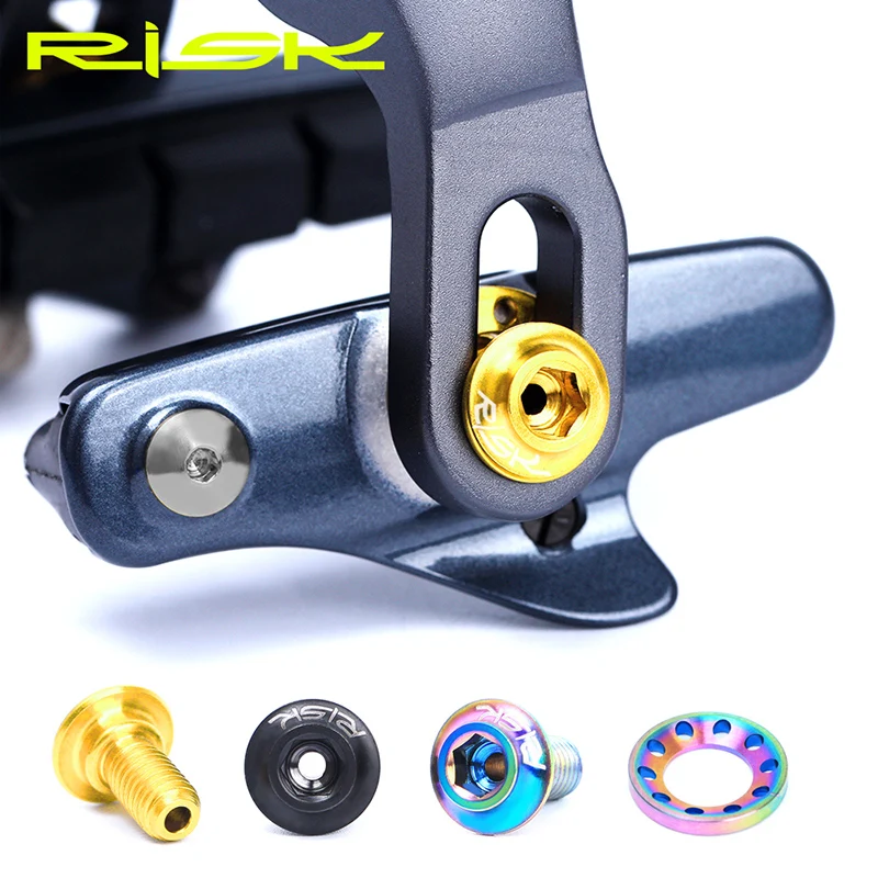RISK-16PCS-Titanium-Alloy-Bicycle-C-Clip-Brake-Block-Fixed-Screw-Kits-V ...