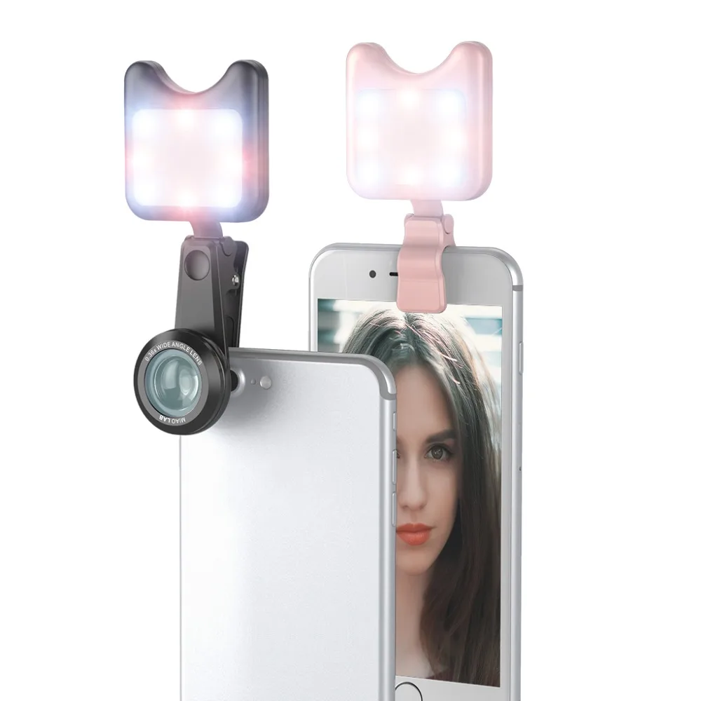 Apexel Universal LED Selfie Flash Light Clip on Portable Rechargeable 9 ...