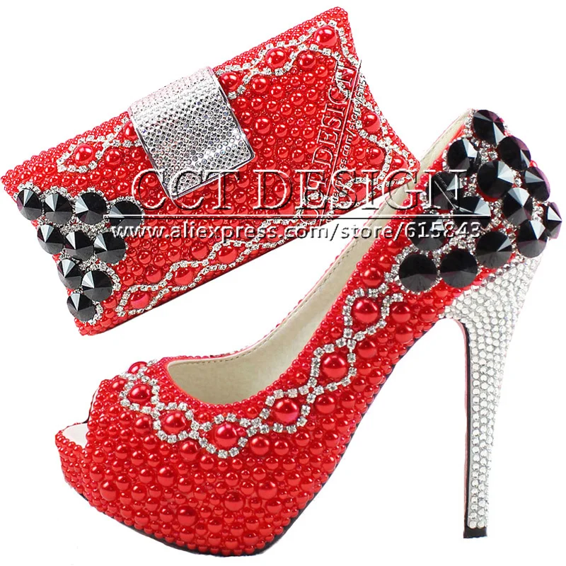 Something Red Wedding Shoes Customized Sparkly Diamond Red High Heels ...