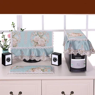 3PCS Fabric Lace Fabric Desktop Computer Dust Cover Computer Cover One ...