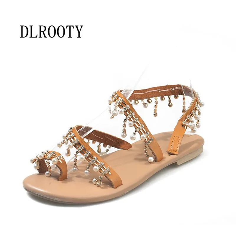 Sandalias-romanas-sin-cordones-para-mujer-chanclas-planas-informales-de ...