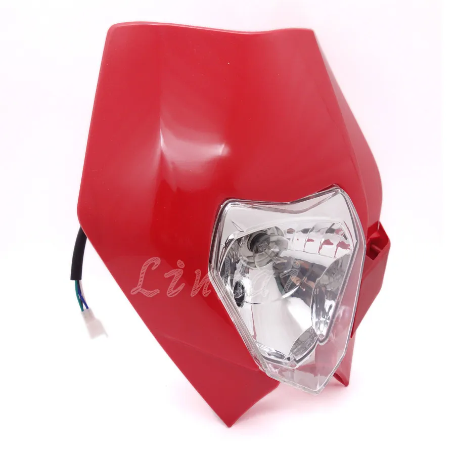 New Motorcycle Red Headlight Dual Sport Super MX Dirt Motor Bike Moto ...