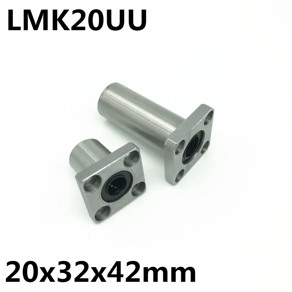 LMK20UU 20mm 샤프트 선형 베어링 사각 플랜지 볼 베어링 부시 2 개, 20x32x42mm LMK20 무료 배송 ...