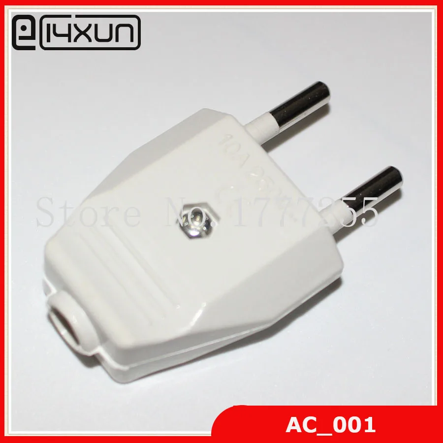 10pcs white AC 250V 10A,EN,EU,Round 2 Pin 4.0mm Power Cord plug,EU 2 ...
