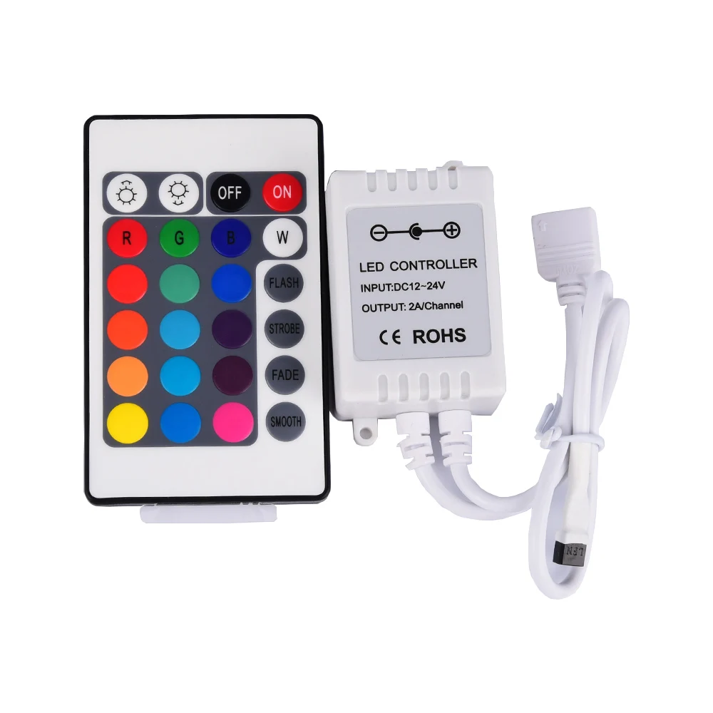 24 Key RGB Controller IR Remote LED Controller for SMD 3528 5050 RGB ...