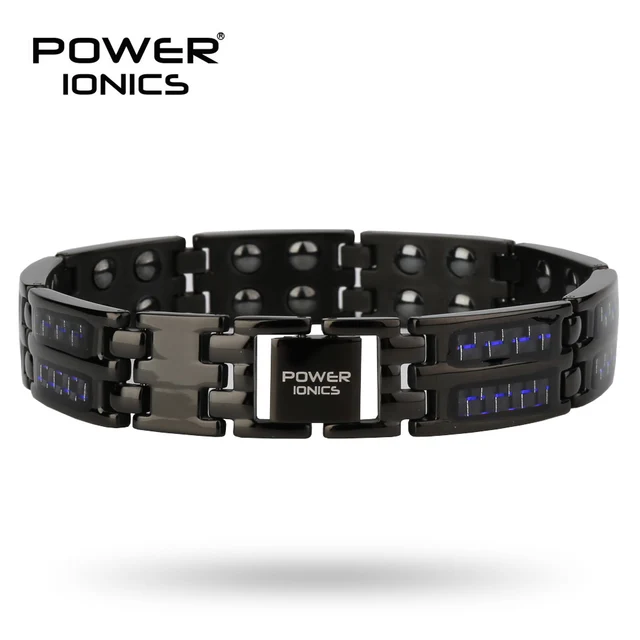 Power Ionics Mens black/blue/red carbon fiber 100% Pure Titanium ...
