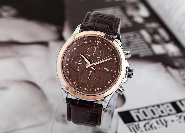 CURREN-M8138-Men-s-Leather-Strap-Watch-Steel-Case-Analog-4colors ...