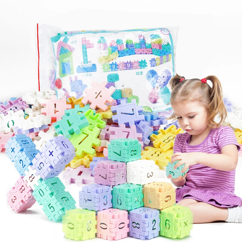 48pcs Warm Color Digital Educational Building Blocks Assembly DIY ...