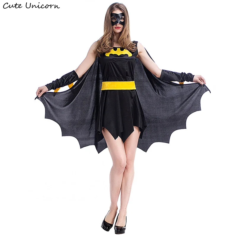 Disfraces De Superhéroe Batman Halloween Para Mujeres Fiesta Cosplay Disfraz Batgirl Vestido Con