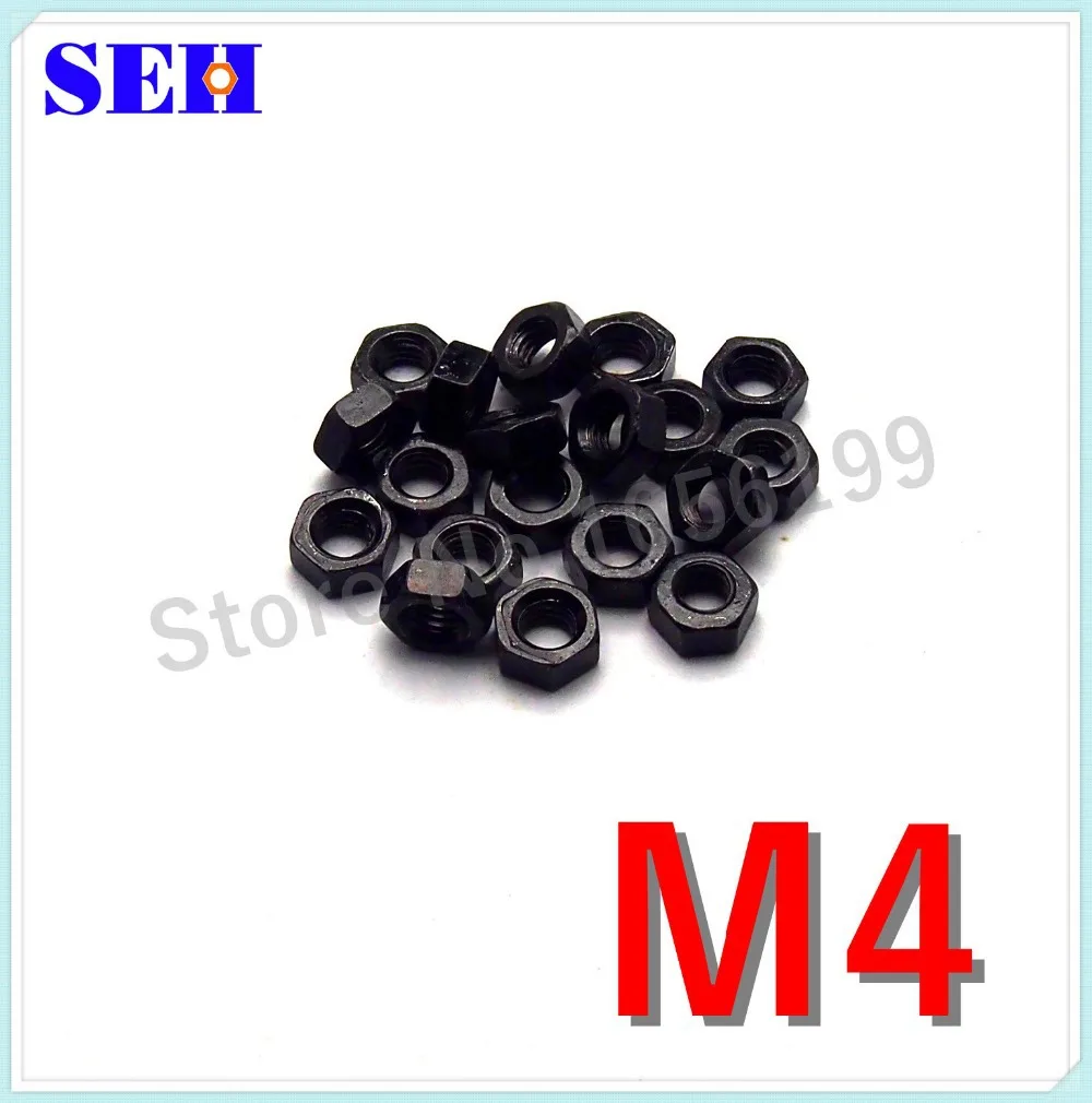 1000pcs 100% New M4 Nut Hex Nut Grade 8.8 Black Stainless Carbon Steel ...