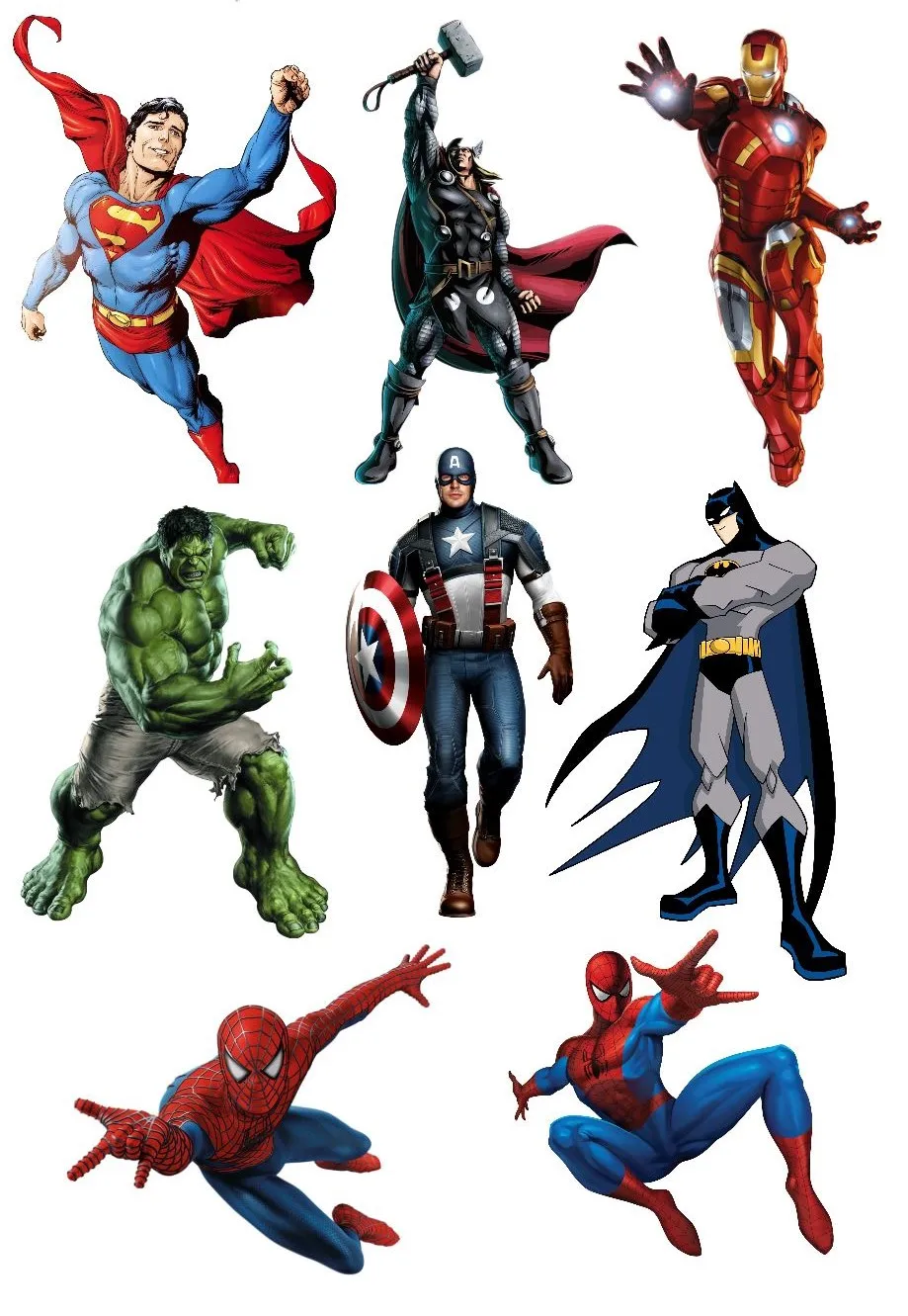 8 superhéroe superman batman spiderman iron man hulk acabado mate ...
