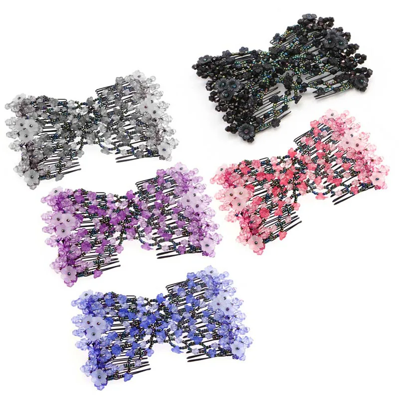 Double Hair Comb Clip Stretchy | Magic Hair Combs Double Clips - Hair ...