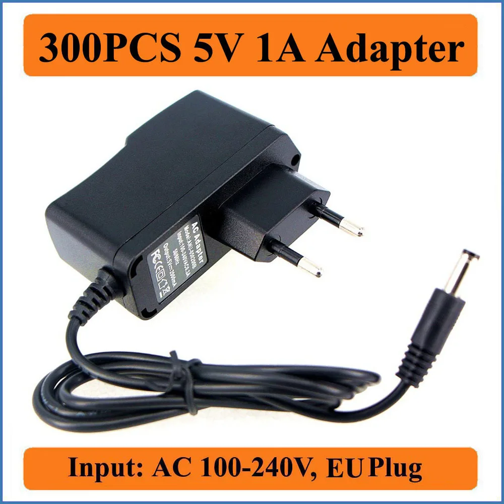 300PCS 5V 1A EU Plug AC DC Adapter AC100V 240V High quality DC 5V 1A ...