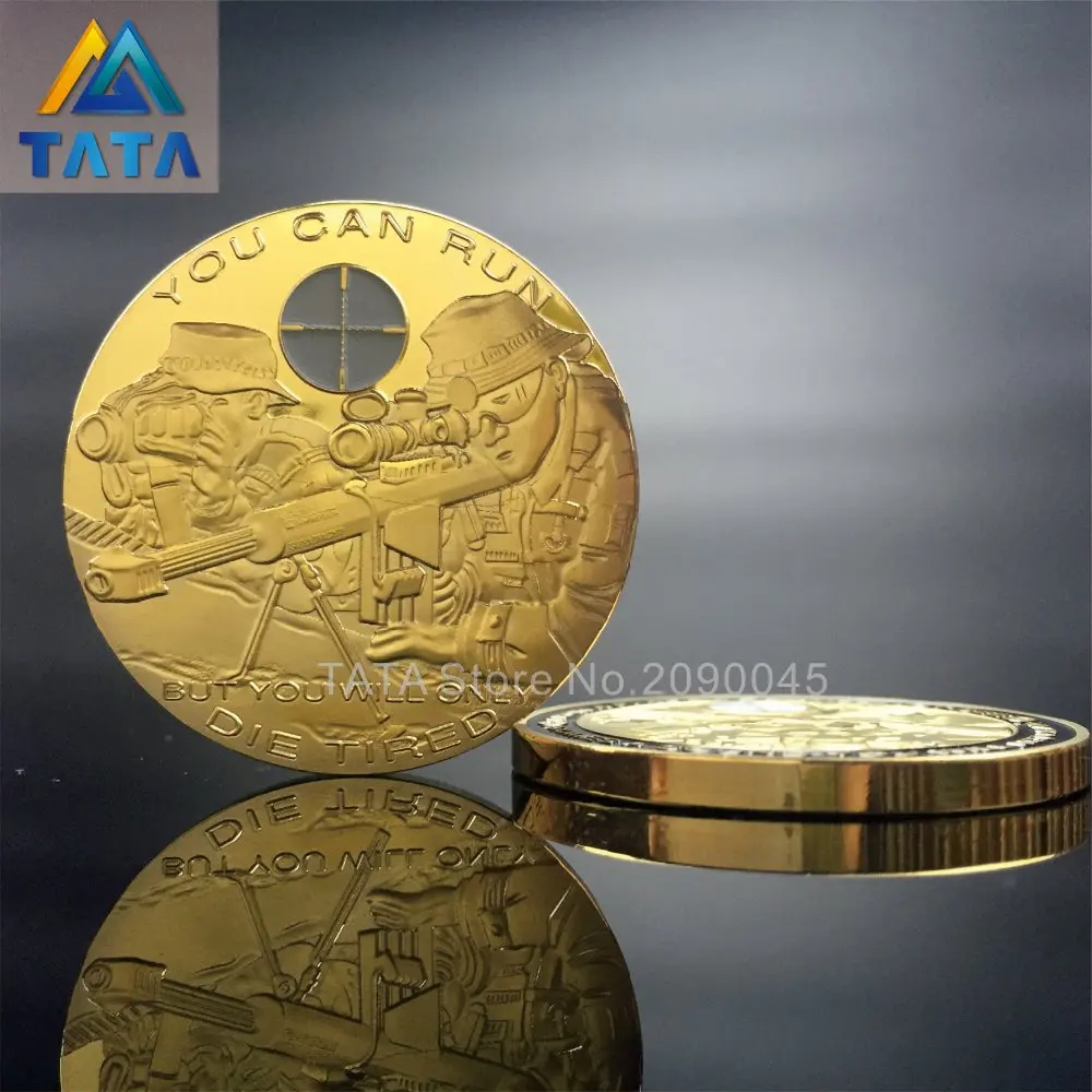 New Arrival 5Pcs/Lot USA Sniper Coins Army Gold Plating Commemorative ...