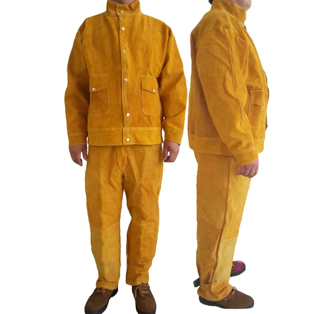 Welding Safety Clothing Flame Retardant Pure Leather Welder Protective ...
