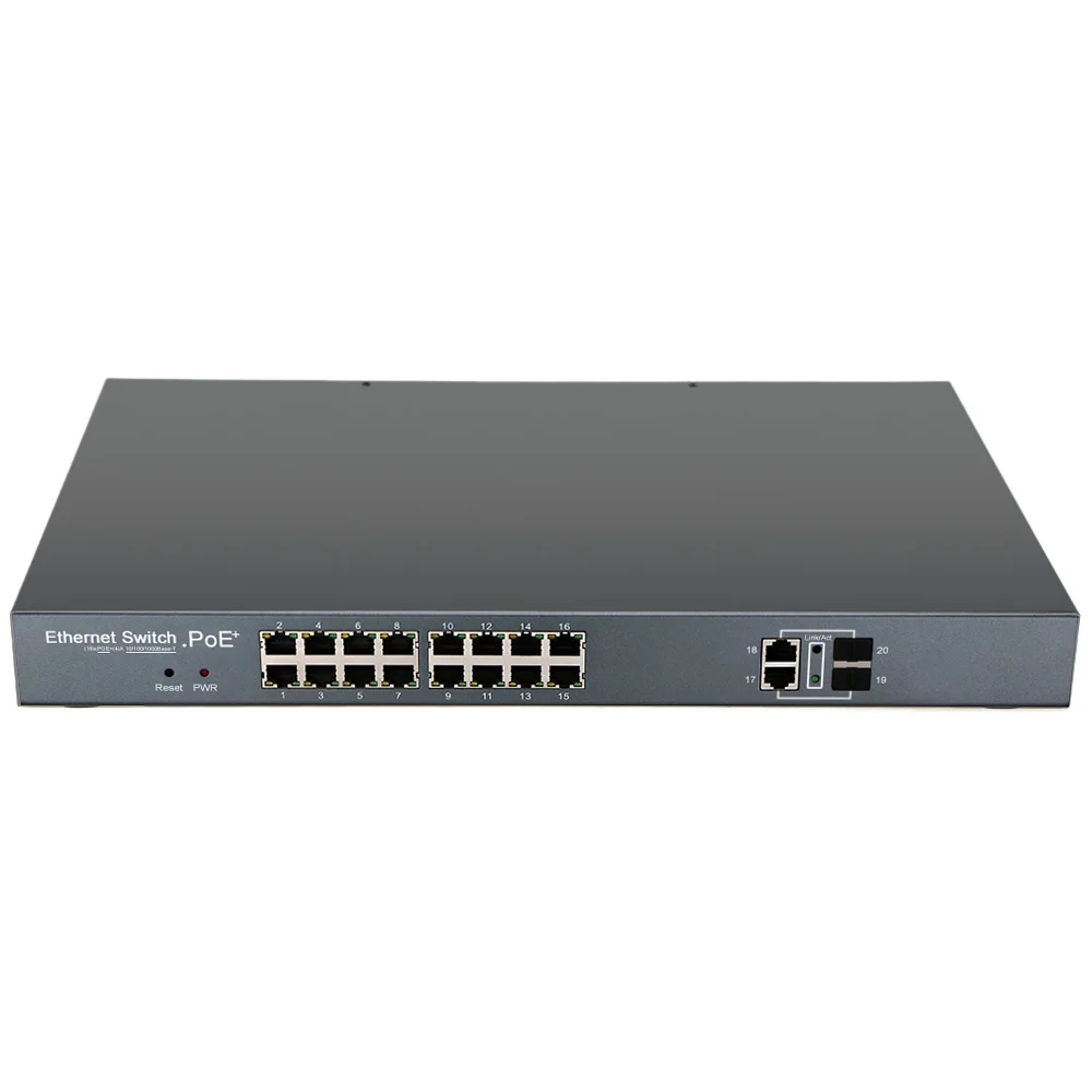 16 Port 10/100Mbp POE Switch + 2 Gigabit LAN Ports IEEE802.3af Power ...