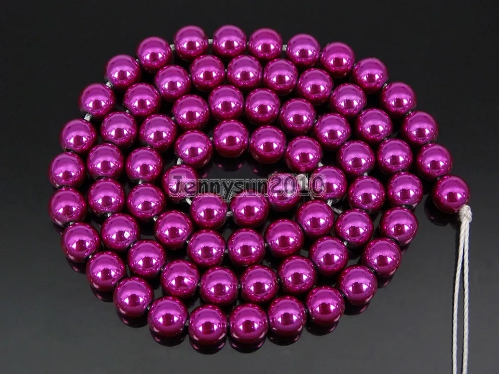6mm Metallic Magenta Fuchsia Natural Hematite Gems stone Round Ball ...