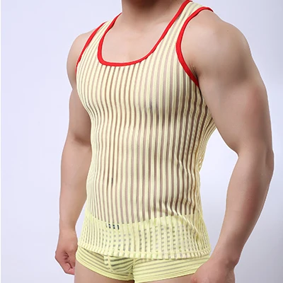Brand Men Sexy Tank Tops Mesh Male Breathable Tank Tops Undershirts ...