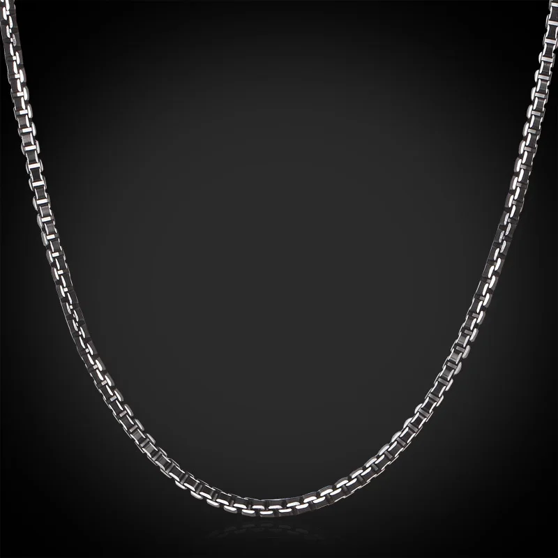 Black-Necklace-For-Men-Chain-New-Cool-Black-Box-Chains-Women-3MM-55CM ...