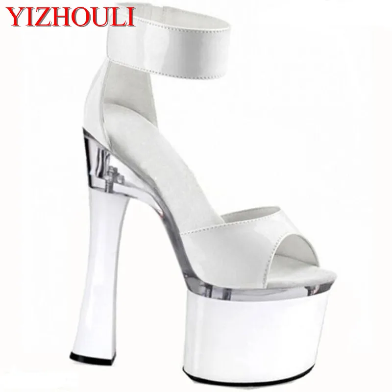 Square heels, strapless sandals, 18cm wedding dress shoes, and colorful ...