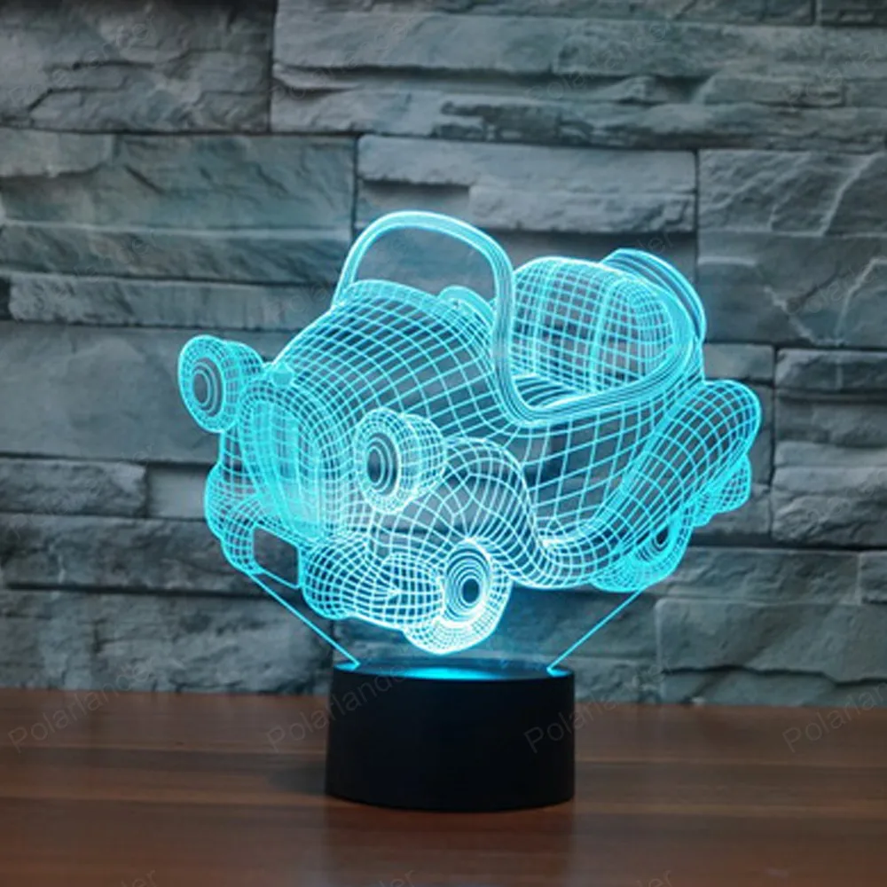colorful toy car 3D led nightlight 7 Colors Changing 3D creative USB ...