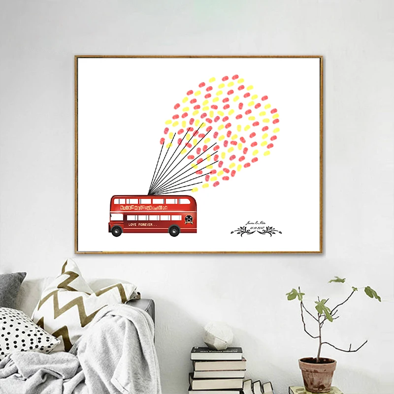 Haochu Nordic London Red Bus Wedding Car Fingerprint Wedding Tree ...