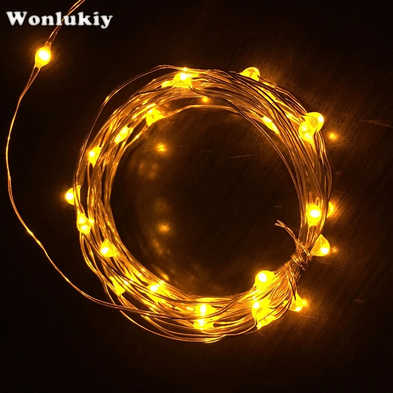 Wonlukiy 5M 50 LED String Light Waterproof Battery Operate Copper ...