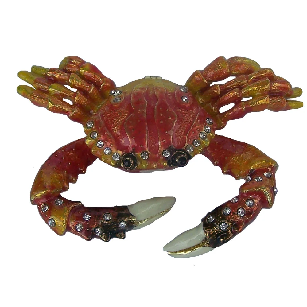 Crab Trinket Box, Enamelled Hinged, Nautical Crafted, Jewelry Storage ...
