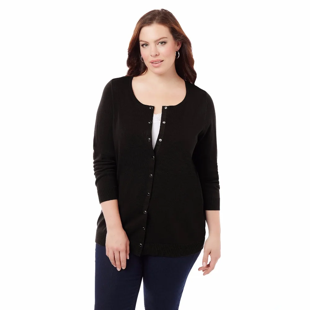 7Color XL 10XL Large Size Women Button Cardigan Sweater Knitwear Top ...