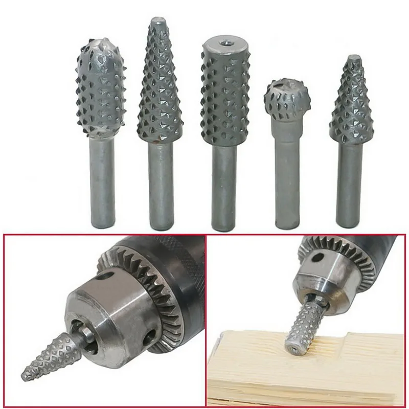 Hoomall 5pcs/set Rotating Files Steel 1/4 Shank Rotating Rasp Craft ...
