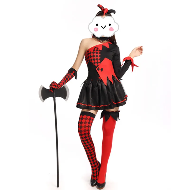 Halloween Funny Costume Dress Classic Adult Harley Quinn Costume Women Adult Sexy Clown Cosplay