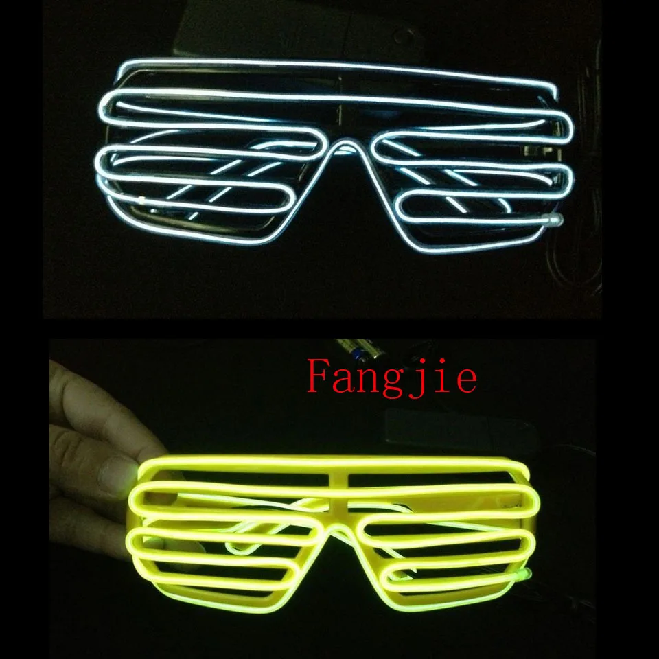 2015 El Wire Fashion Neon LED Light Up Shutter Shaped Glasses Rave ...
