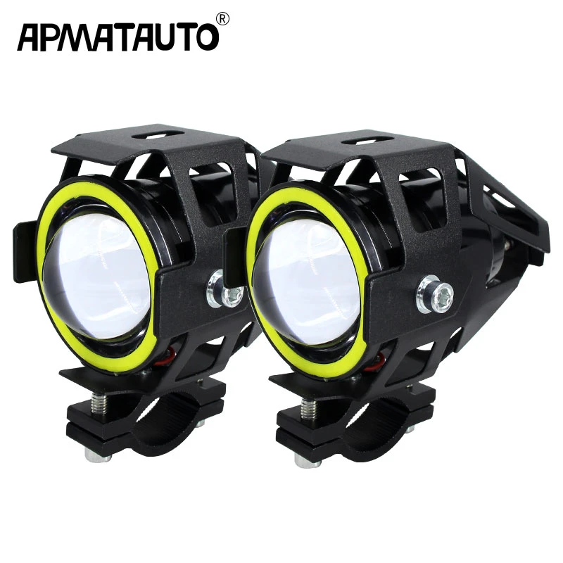 2pcs 125w Motorcycle Headlight W/ Angel Eye Devil Eye 3000lm Moto ...