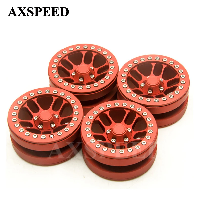AXSPEED 1:10 RC Crawler Wheels Alloy Metal Red Wheel Rim 1.9 inch Wheel ...