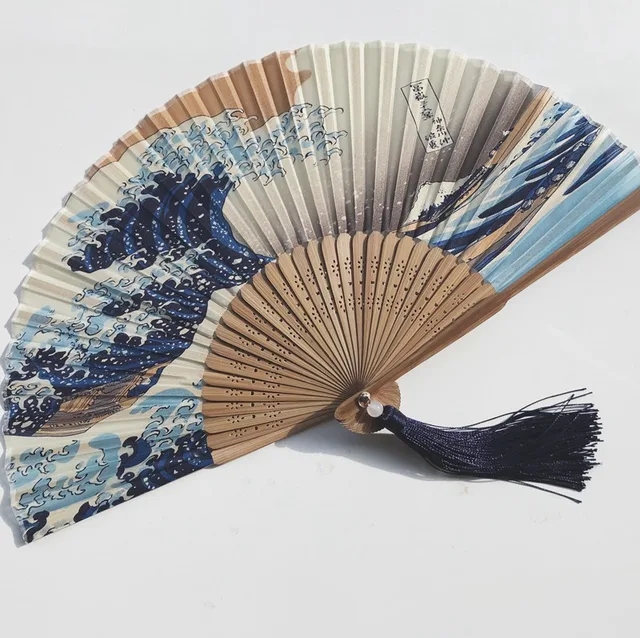 East Asian Japanese style women hand fans anime Cherry blossom wave ...