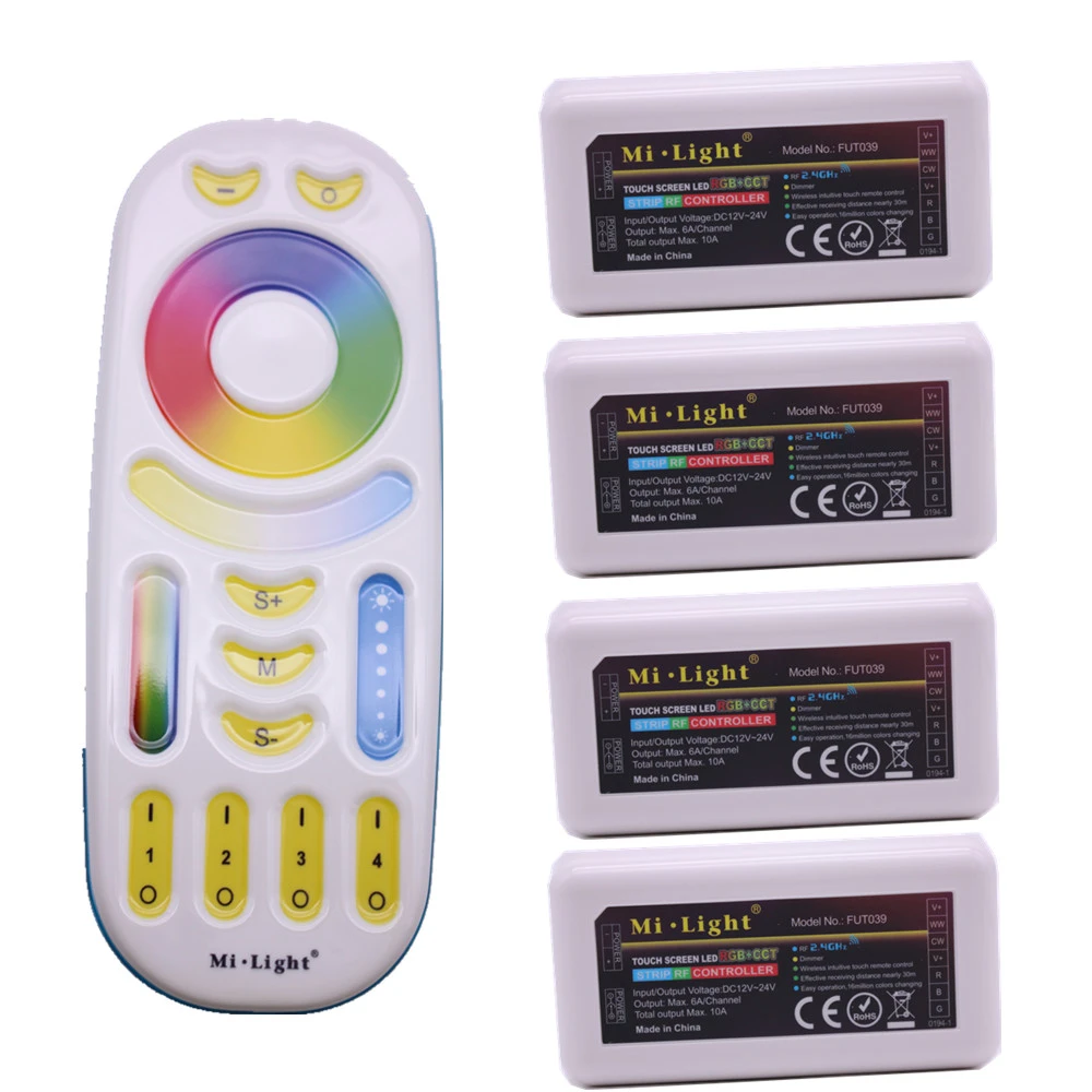 MiLight RGB CCT (RGB+Cool White+Warm White) Controller DC12 24V 2Ax5CH ...