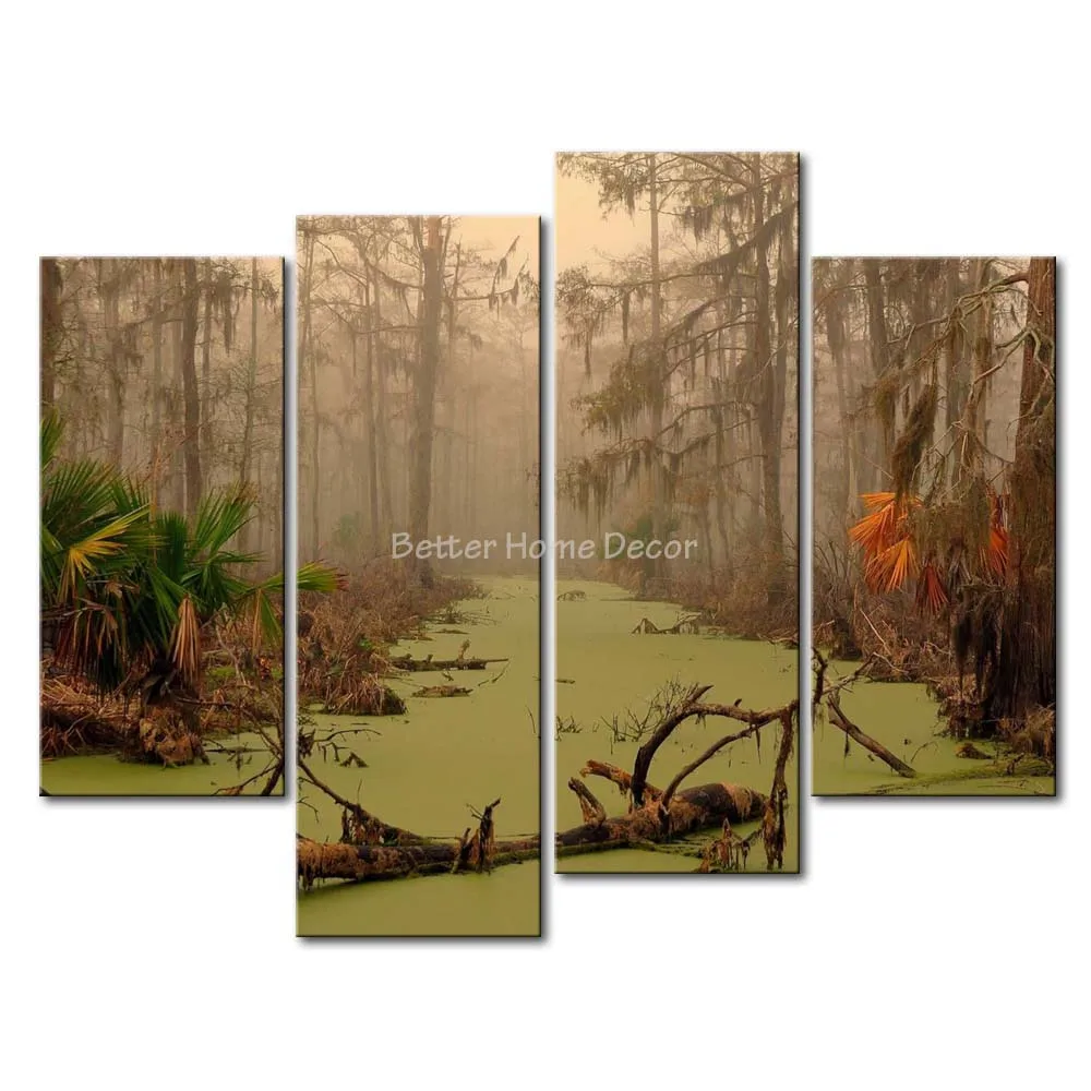 3 Piece Wall Art Painting Louisiana Swamp Dead Tree On Water Autumn ...
