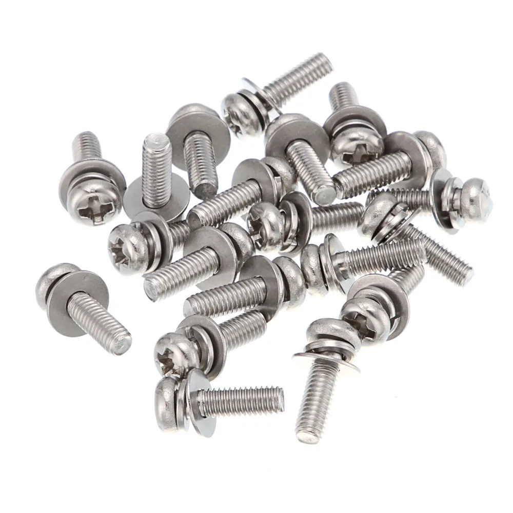 100pcsM3-10mm-Phillips-Pan-Head-Three-Combination-Screw-Three-sem ...