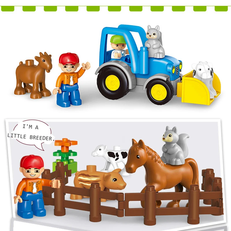 123pcs Large Blocks Happy Zoo with Animals Building Blocks Set Kids DIY ...