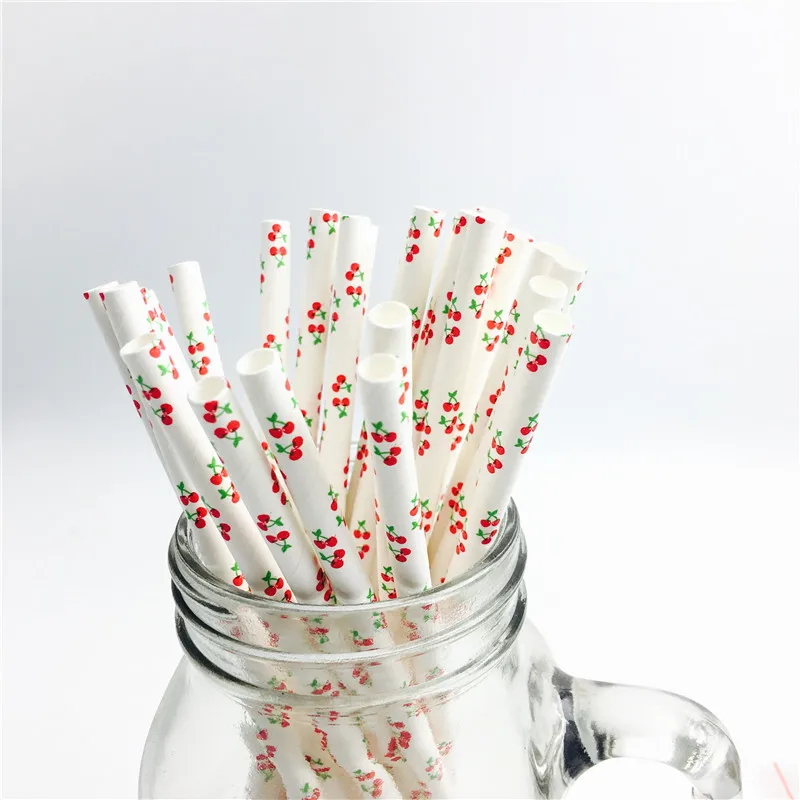 25pcs/lot Cherry Drinking Paper Straws Christmas Baby Shower Decoration ...