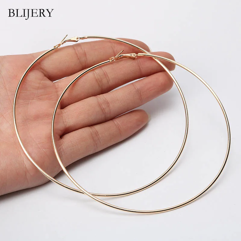 BLIJERY Fashion 110mm Super Large Hoop Earrings Exaggerated Smooth Big ...