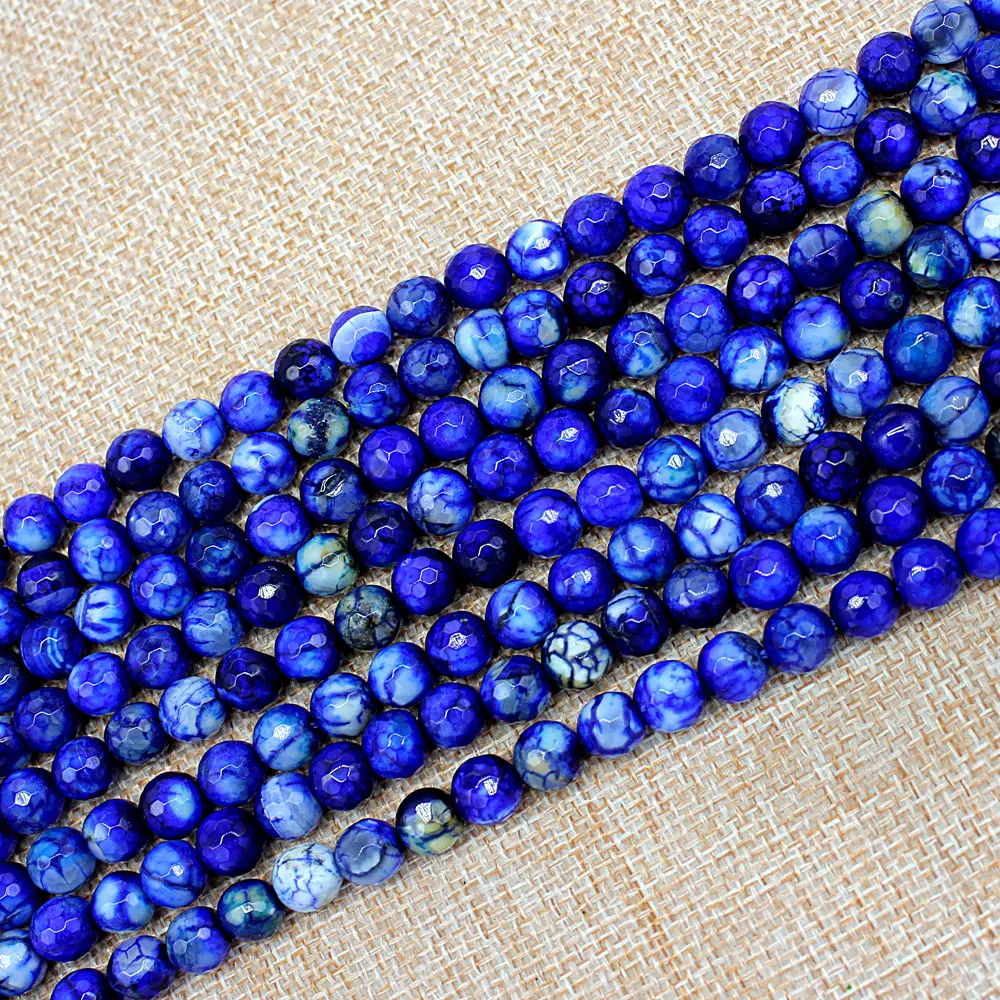 12mm-Round-Faceted-Craceked-Fire-Agat-Gem-Stone-Beads-Spacer-Strand-15 ...