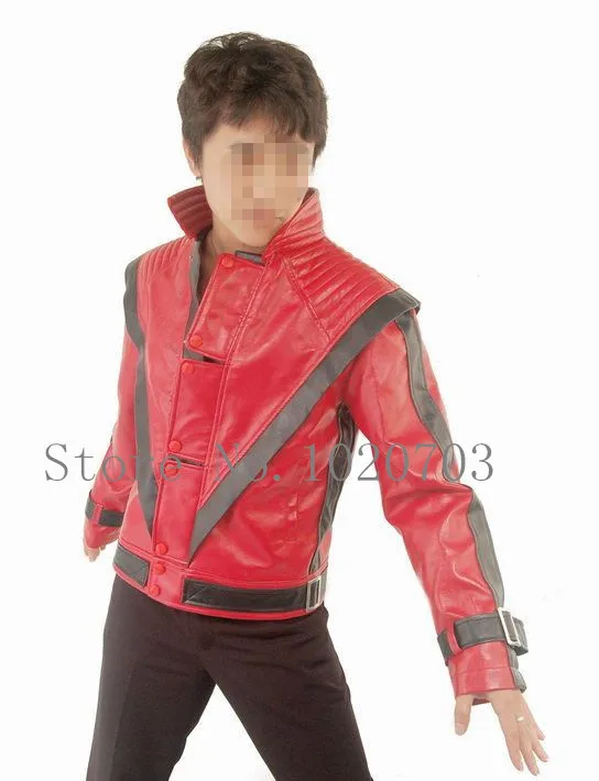 Michael Jackson leather beat it Thriller red jacket Cosplay Costume ...